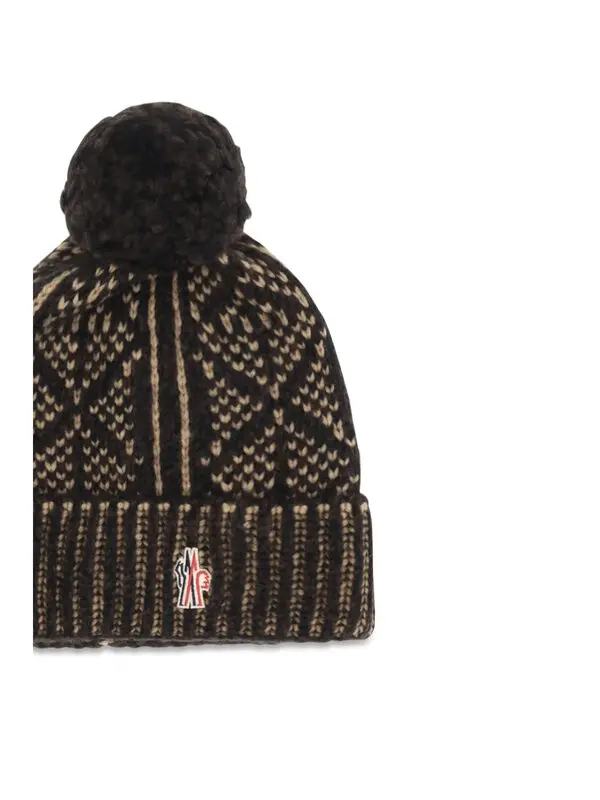 Moncler Alpaca, Wool And Nylon Blend Beanie With Pom-pom - Brown