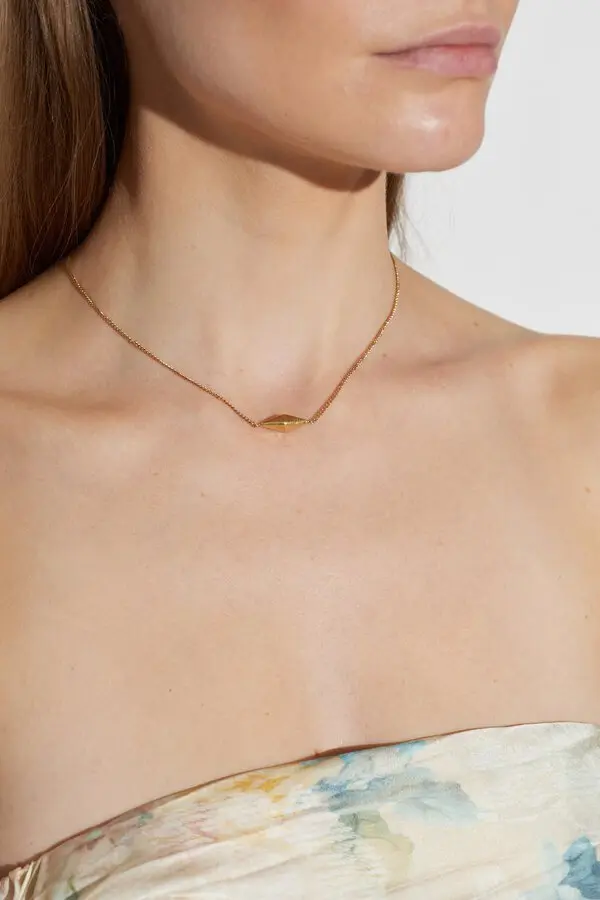 JIMMY CHOO Tone Brass Logo Necklace