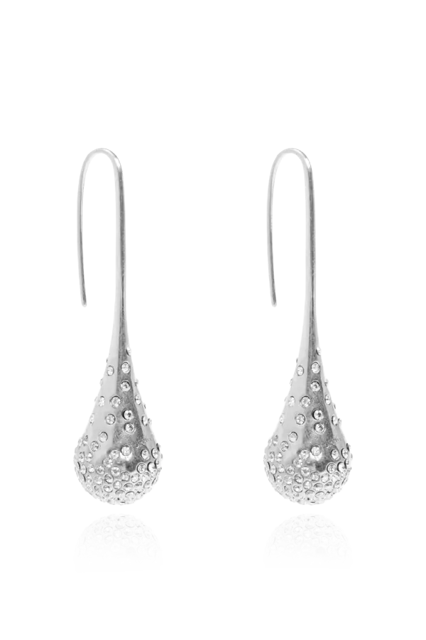JIMMY CHOO Brass Earrings With Shimmering Crystals - Silver