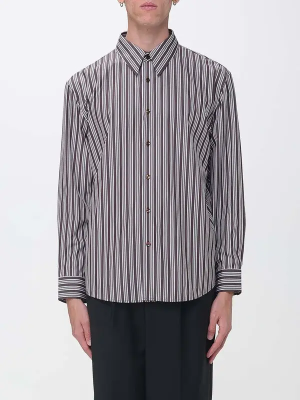 Saint Laurent Striped Cotton Shirt With Pointed Collar - Brown