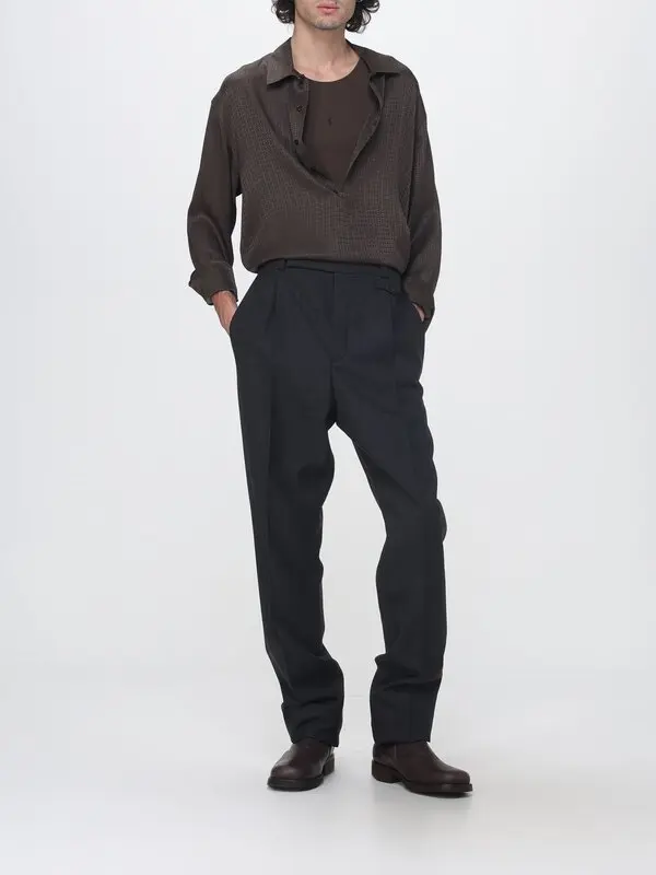 Saint Laurent Tapered Fit Virgin Wool Tailored Trousers With Pleats