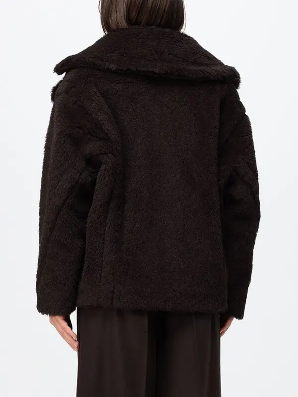 Max Mara Short Double-breasted Faux-fur Effect Coat In A Wool Blend