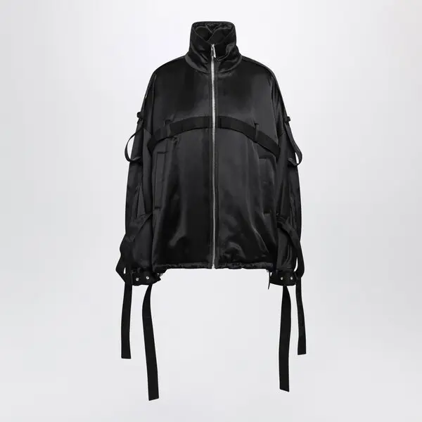 Attico Deconstructed Bomber Jacket In Satin - Black