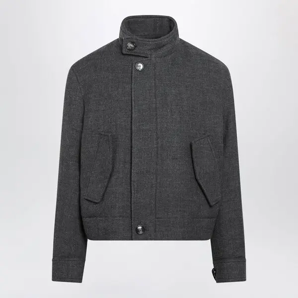 AMI Paris Carbon Grey Padded Harrington Jacket In Wool