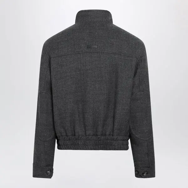AMI Paris Carbon Grey Padded Harrington Jacket In Wool