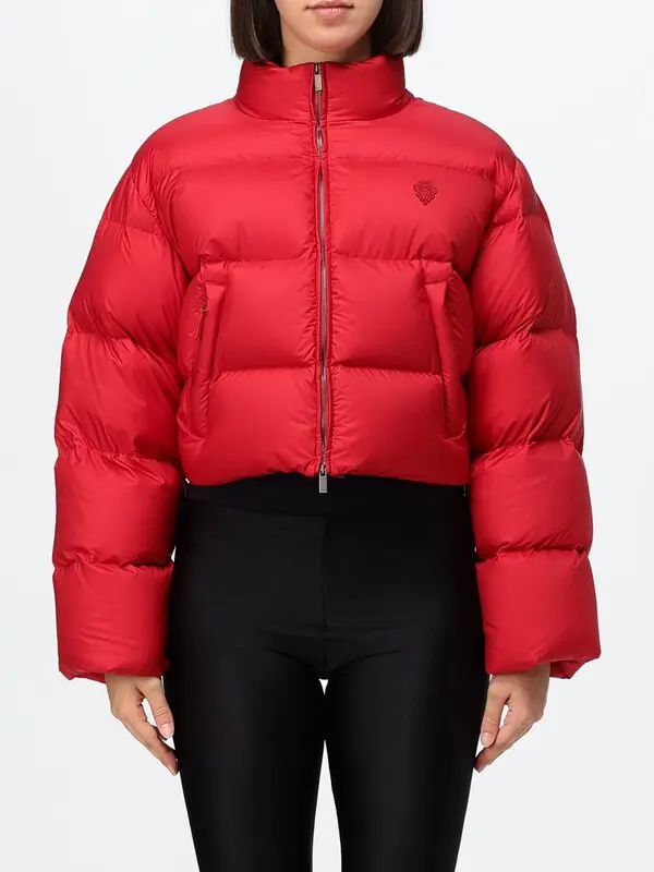 Gucci Cropped Polyester Puffer Jacket With High Neck And Zip Closure - Red