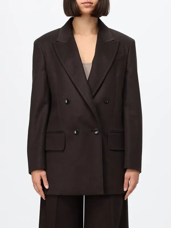 Max Mara Double-breasted Pure Virgin Wool Blazer With Peak Lapels And Button Closure - Brown