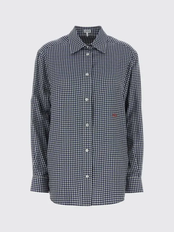 Loewe Vichy Silk Shirt With Embroidered Logo