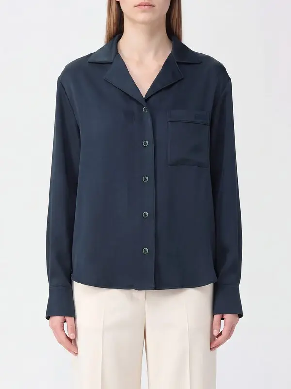Loewe Pajama-style Silk Shirt With A Revere Collar And Patch Pockets - Blue