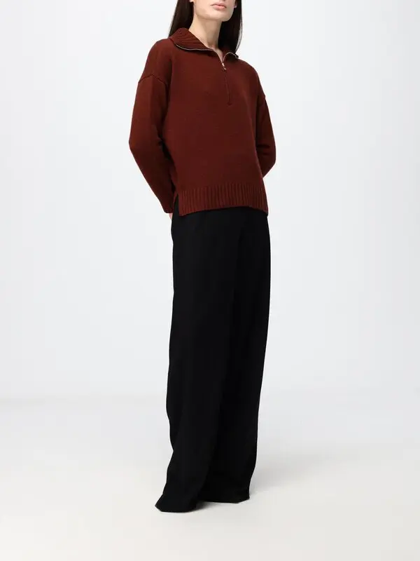 Max Mara Alpaca Blend Jumper With Stand Collar And Half-zip