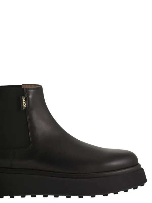 TOD'S Leather Chelsea Boots With Raised Rubber Sole