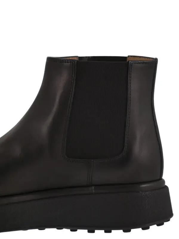 TOD'S Leather Chelsea Boots With Raised Rubber Sole