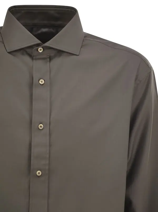 Brunello Cucinelli Cotton Poplin Shirt - Blue