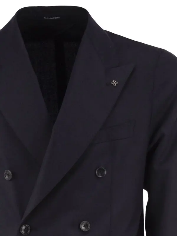 Tagliatore Virgin Wool And Cashmere Stretch Double-breasted Suit