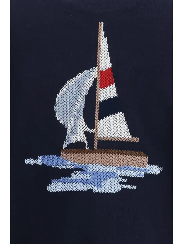 Thom Browne 4-bar Boat Cotton Cardigan