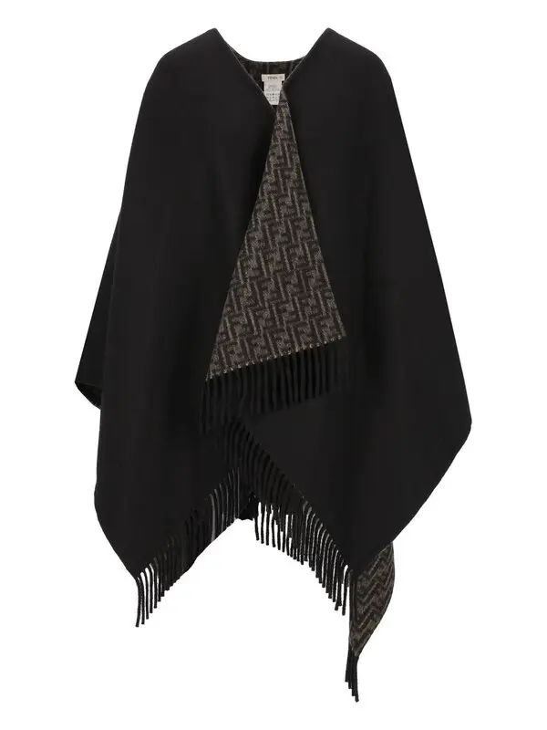 Fendi Ff Zucca Wool And Cashmere Poncho - Brown