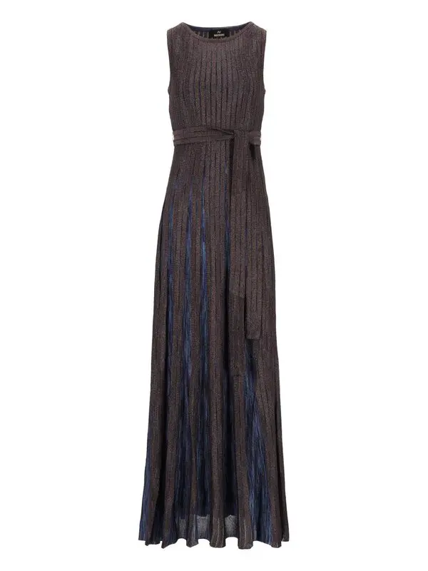 Missoni Long Lamé Viscose Dress With A Belt - Blue