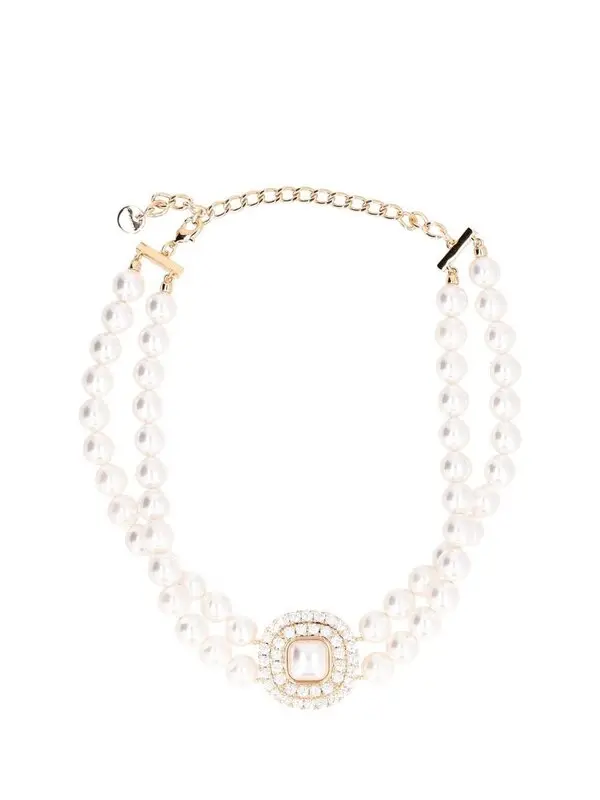 SELF-PORTRAIT Pearl Choker Necklace - Gold