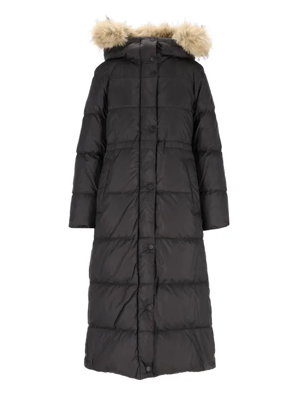Max Mara Reversible Long Down Jacket In Water-repellent Fabric - Black