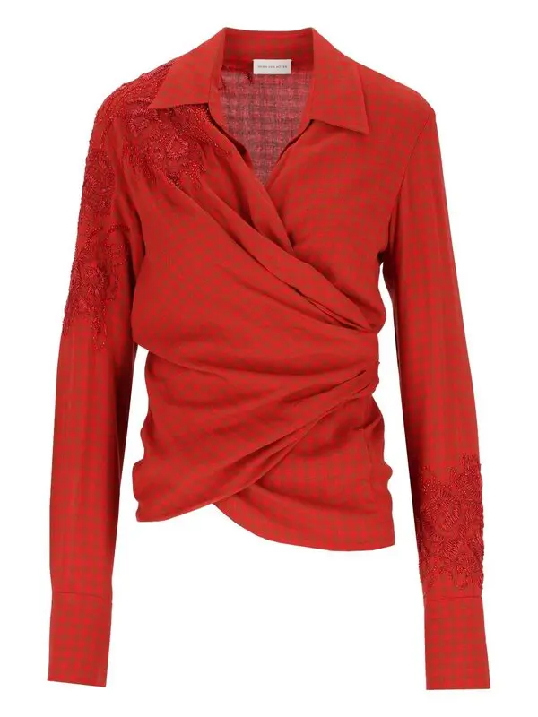Dries Van Noten Wrap Shirt With Embroidery - Red
