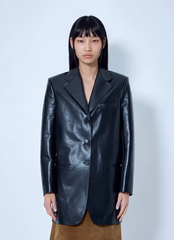 JIL SANDER Single-breasted Leather Blazer - Black