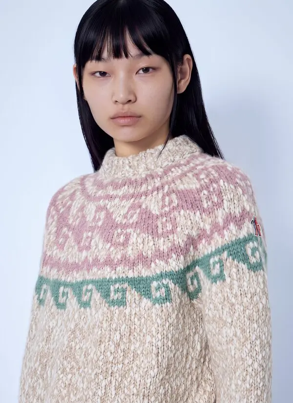 Moncler Geometric Jacquard Wool Blend Jumper