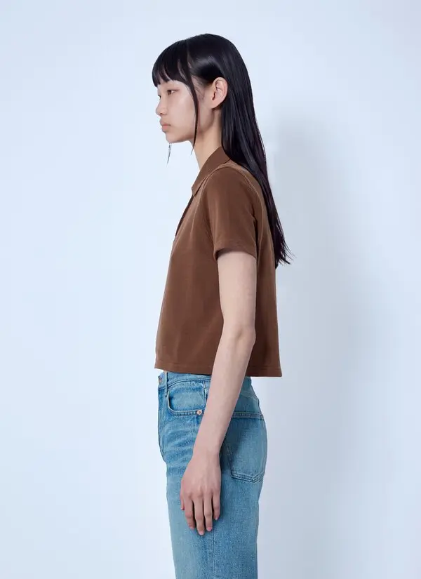 Saint Laurent Cassandre Cropped Polo Shirt