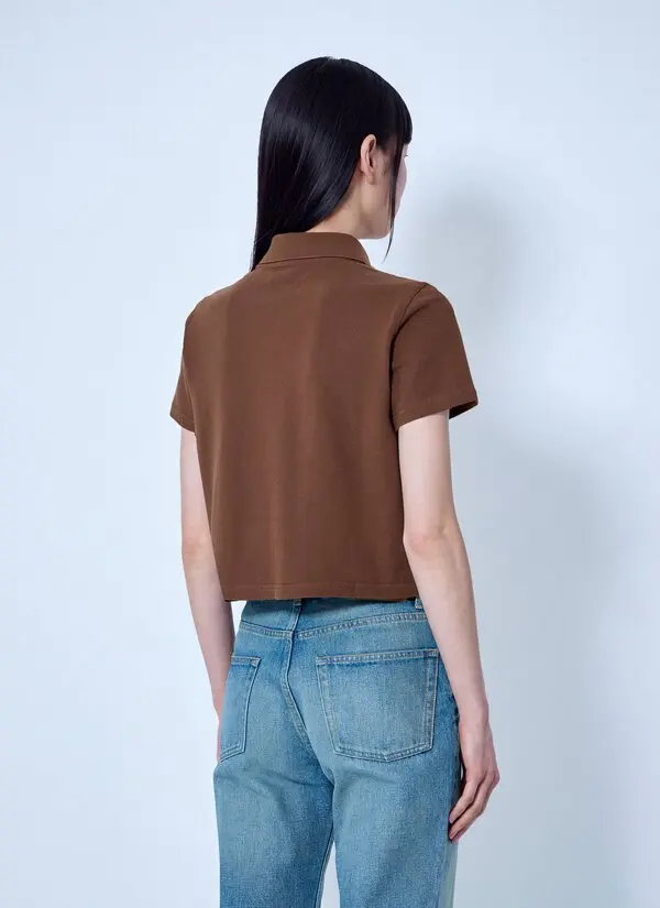 Saint Laurent Cassandre Cropped Polo Shirt