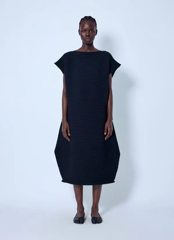 Issey Miyake Zig Zag Knit Dress - Black