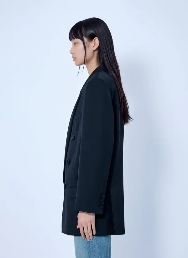 Saint Laurent Double-breasted Blazer With Satin Lapels