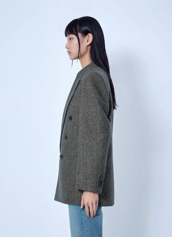 Saint Laurent Double-breasted Herringbone Blazer