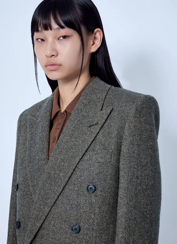 Saint Laurent Double-breasted Herringbone Blazer