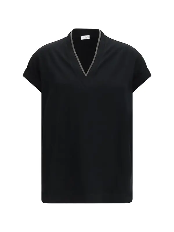 Brunello Cucinelli Cotton T-shirt With Embellishments - Black