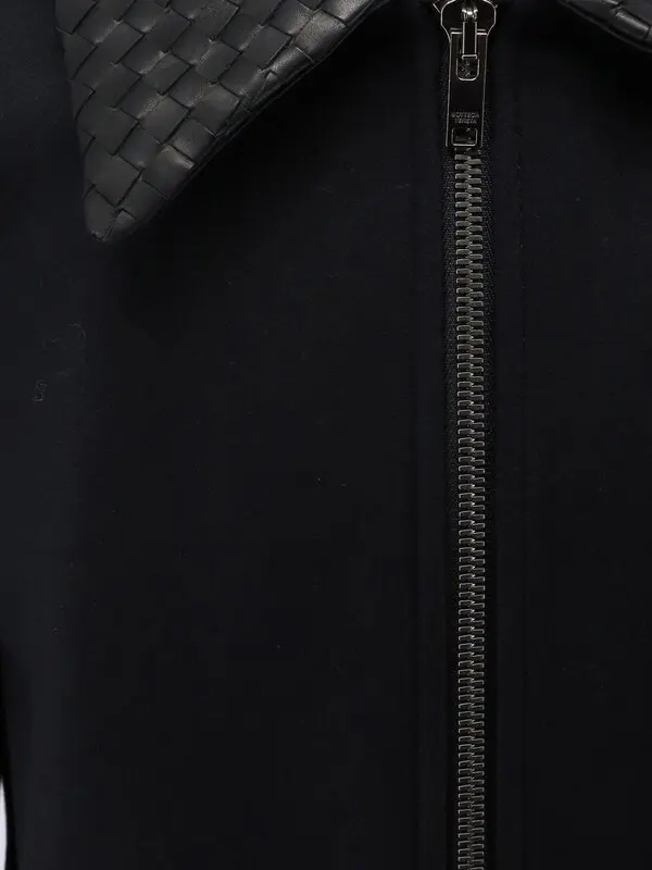 Bottega Veneta Wool Jacket With Leather Collar With Intrecciato Motif