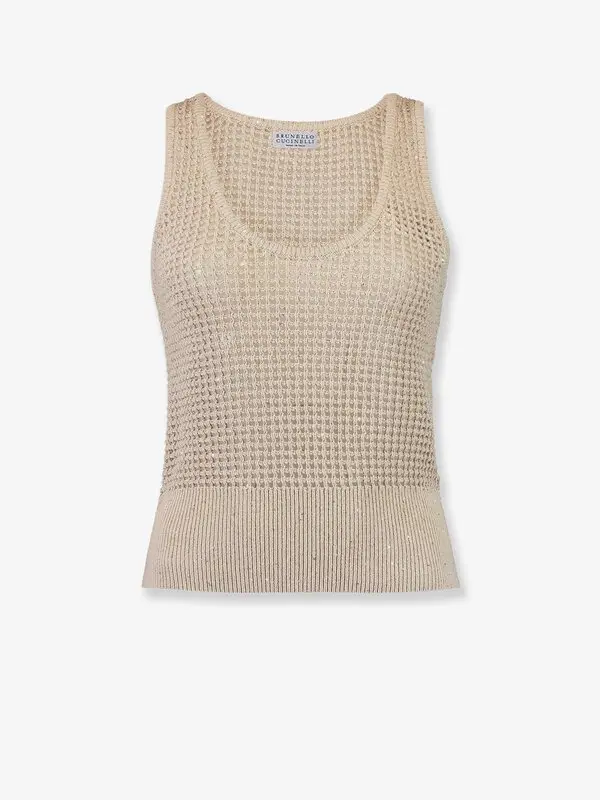 Brunello Cucinelli Openwork Cotton Knit Top - Multicolor