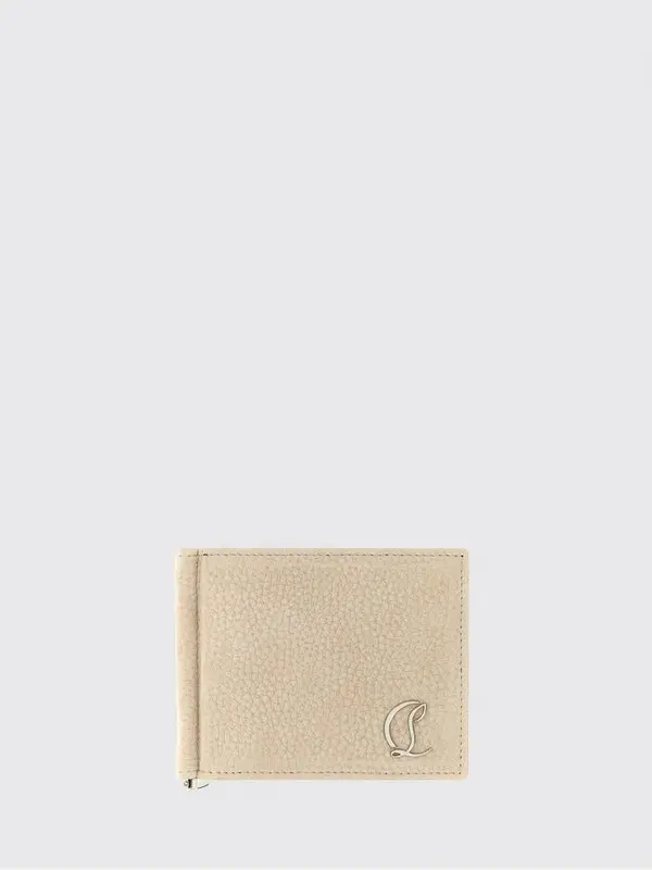 CHRISTIAN LOUBOUTIN Mooncrest Hammered Leather Wallet - Cream