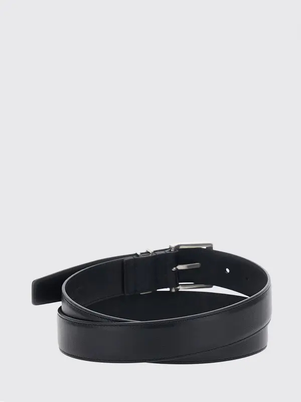 Saint Laurent Cassandre Calfskin Leather Belt With Monogram Buckle