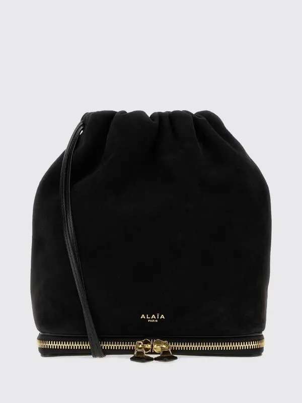 Alaïa Le Pochon Mini Suede Bucket Bag With Drawstring Closure