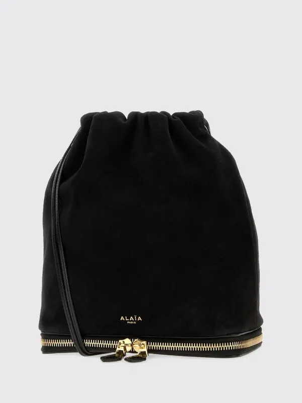 Alaïa Le Pochon Mini Suede Bucket Bag With Drawstring Closure