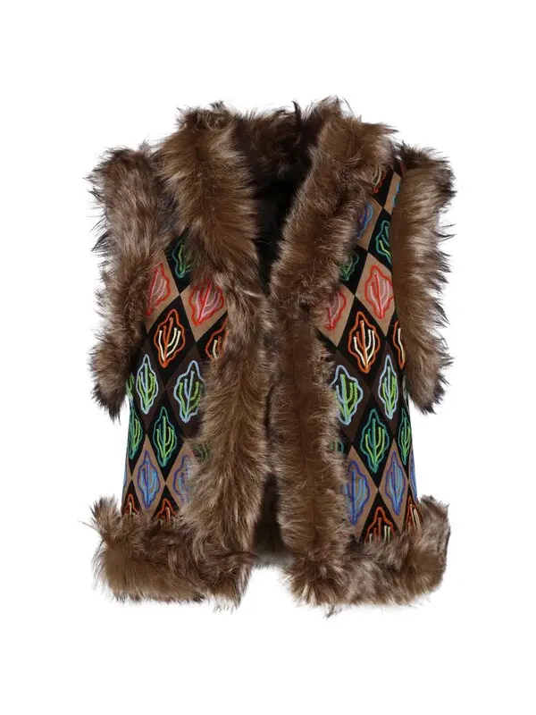 GOLDEN GOOSE Embroidered Shearling Vest