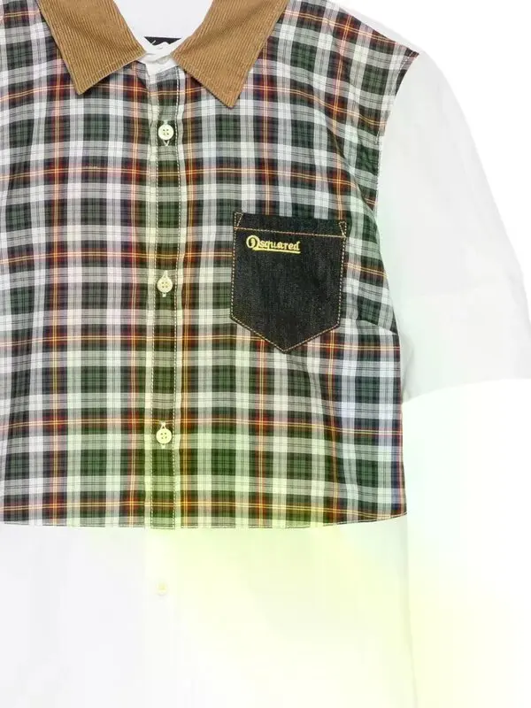 Dsquared2 Check-panel Corduroy-collar Shirt