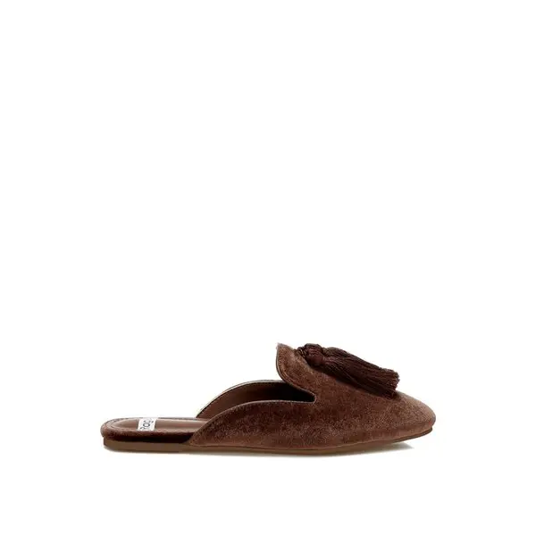 RAG & CO Cardinal Tassel Detail Velvet Mules In By - Brown