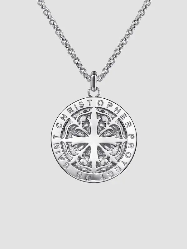 GABRIEL & CO Modern Relics Saint Christopher Medallion Necklace