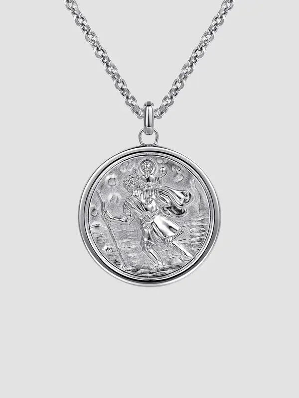 GABRIEL & CO Modern Relics Saint Christopher Medallion Necklace