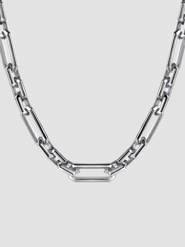 GABRIEL & CO Classic Sterling Faceted Oval-link Chain Necklace/5.5mm
