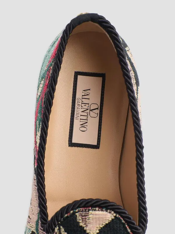 Valentino Garavani Bowow Loafers In Jacquard Fabric
