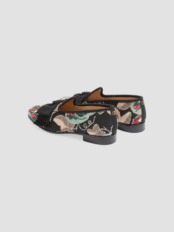 Valentino Garavani Bowow Loafers In Jacquard Fabric