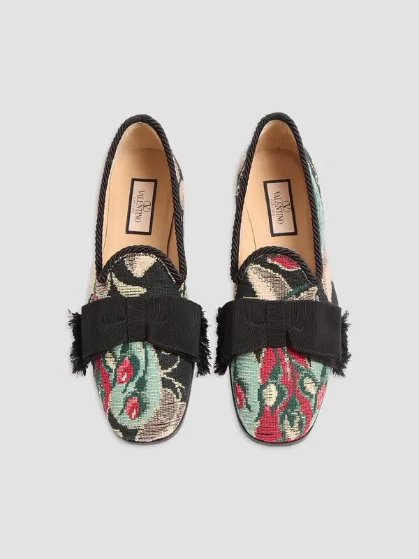 Valentino Garavani Bowow Loafers In Jacquard Fabric