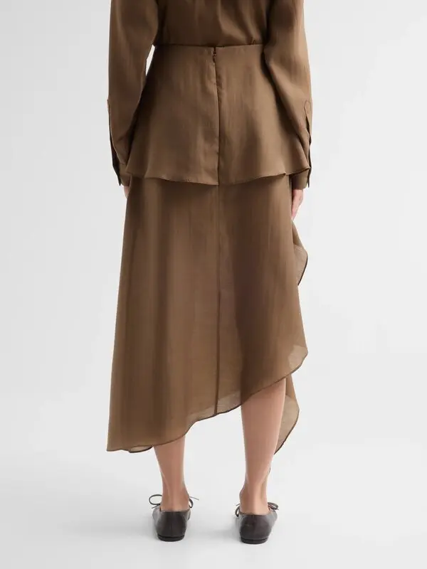 THE GARMENT Eleanor Draped Asymmetric Midi Skirt