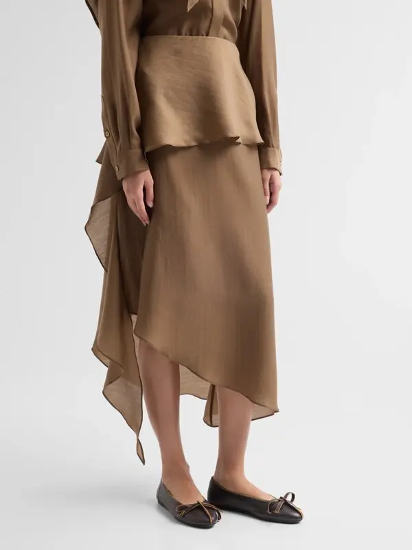 THE GARMENT Eleanor Draped Asymmetric Midi Skirt